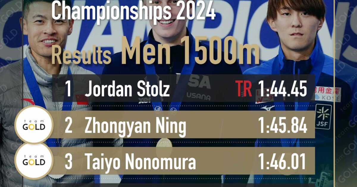＜男子 1500m＞ 2024.11.15 ISU四大陸スピードスケート選手権大会 2025 – COMPETITIONS & RESULTS | team GOLD Official Website